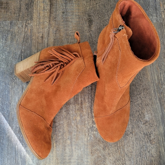 Toms | Shoes | Toms Fringe Orange Boots | Poshmark